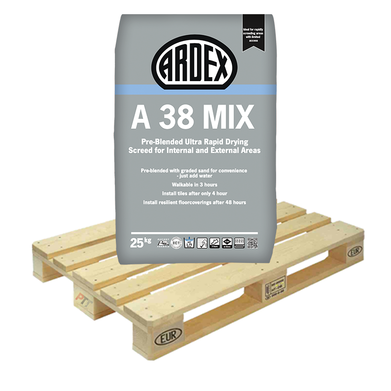 Ardex A 38 MIX Pre-Blended Ultra Rapid Drying Cement 25kg Half Pallet (20 Bags Tail Lift ...